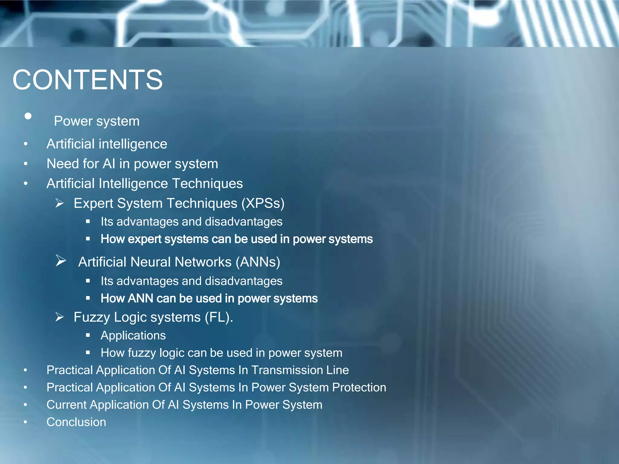 Artificial intelligence in power system | PPTX