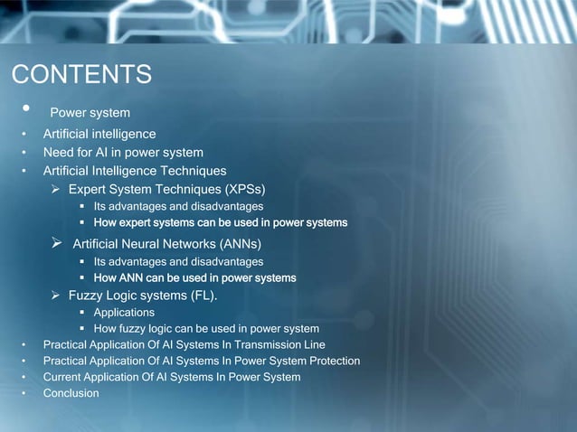 Artificial intelligence in power system | PPTX | Artificial ...