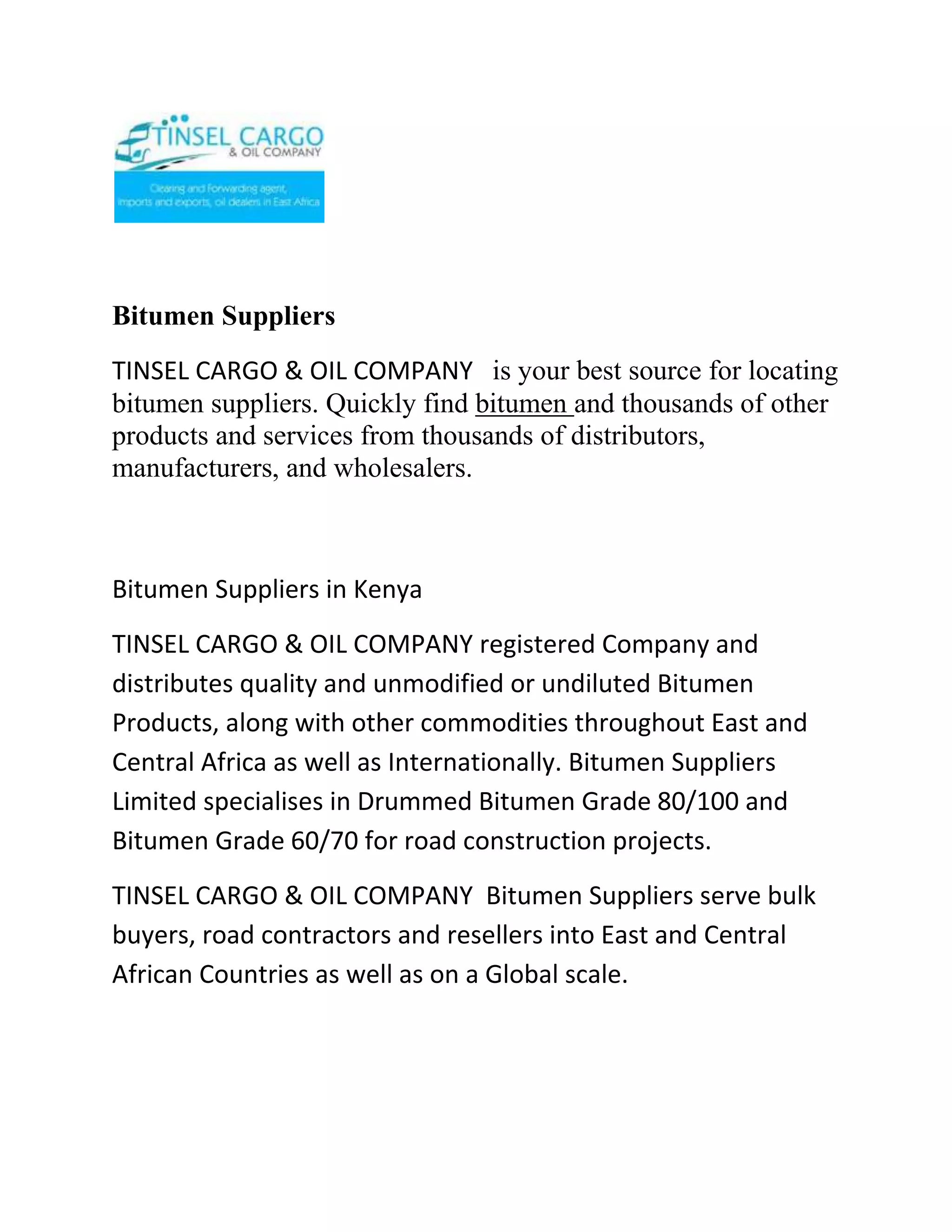 Bitumen suppliers | DOCX
