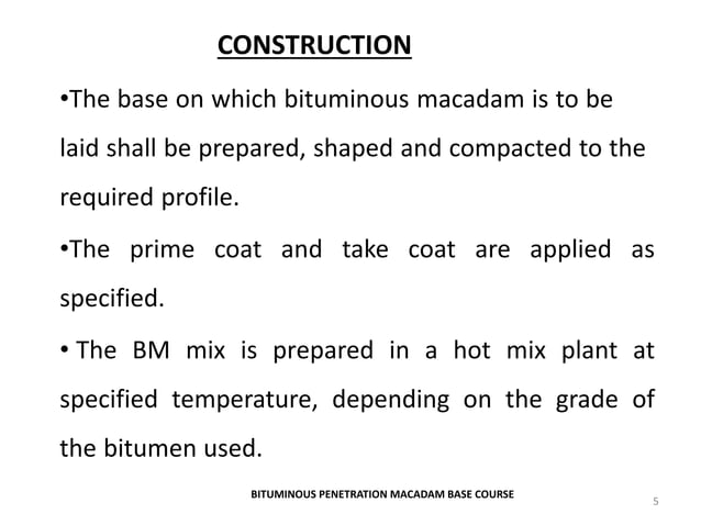 Bituminous penetration macadam base course | PPTX | Geology | Science