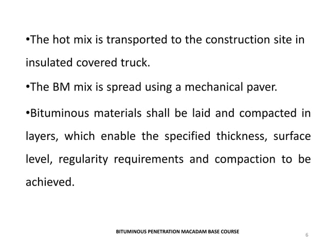 Bituminous penetration macadam base course | PPTX | Geology | Science