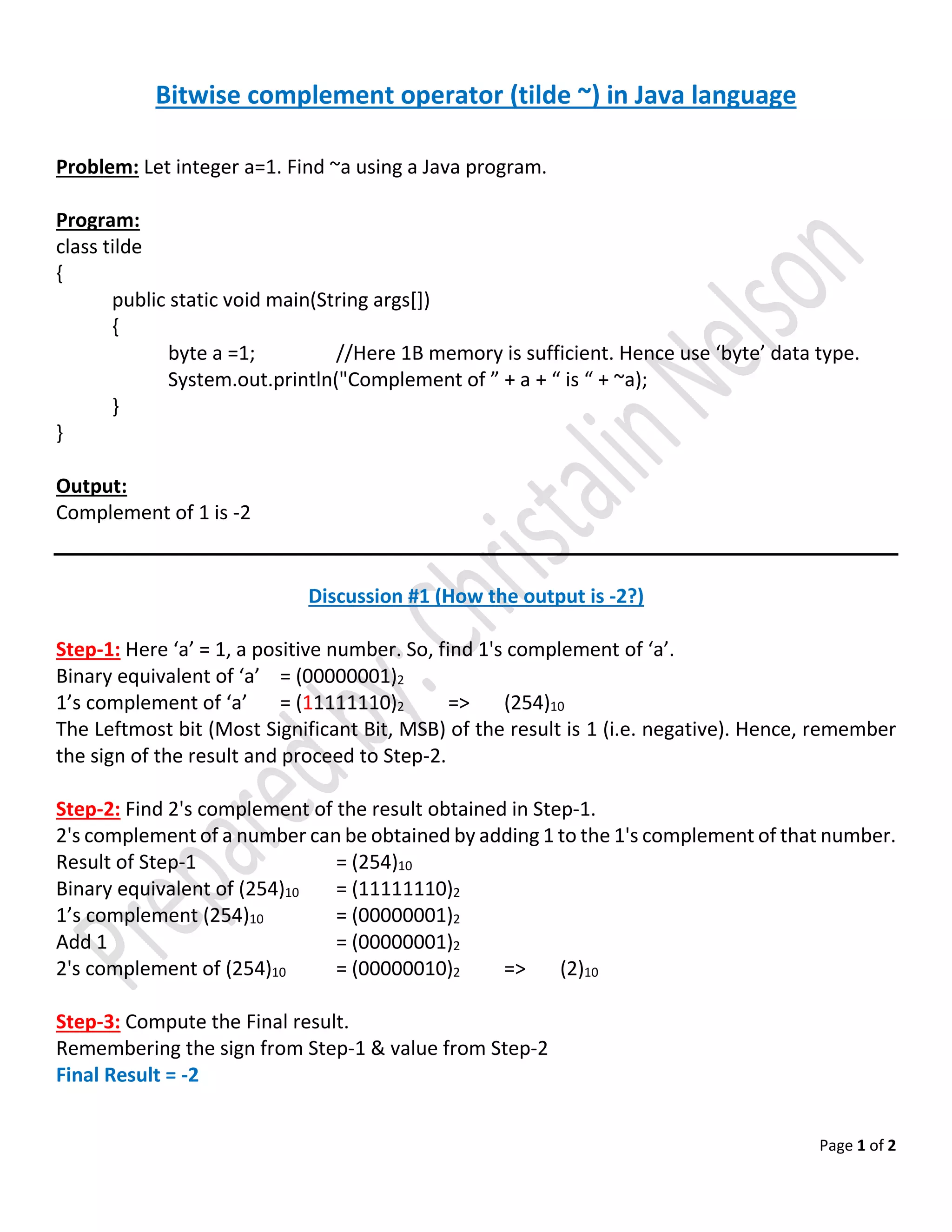 Bitwise complement operator | PDF Bitwise complement operator | PDF