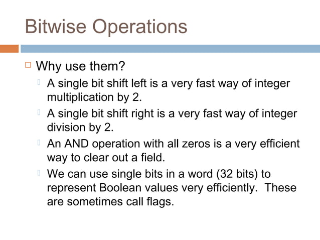 Bitwise operators | PPT | Programming Languages | Computing