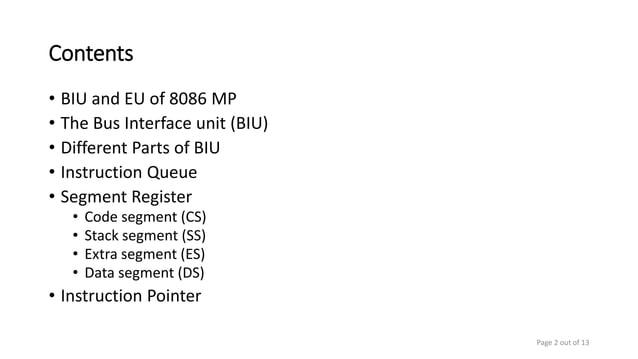 Bus Interface Unit(BIU) of 8086 Microprocessor | PPTX | Programming Languages | Computing