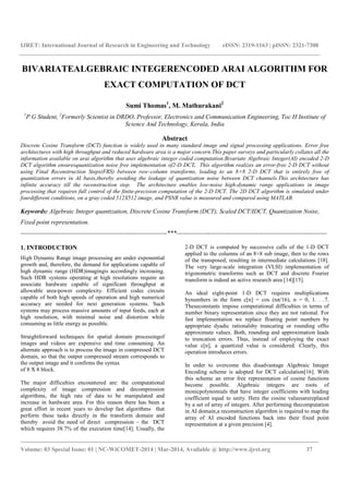 Bivariatealgebraic integerencoded arai algorithm for | PDF