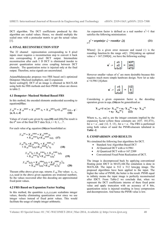 Bivariatealgebraic integerencoded arai algorithm for | PDF