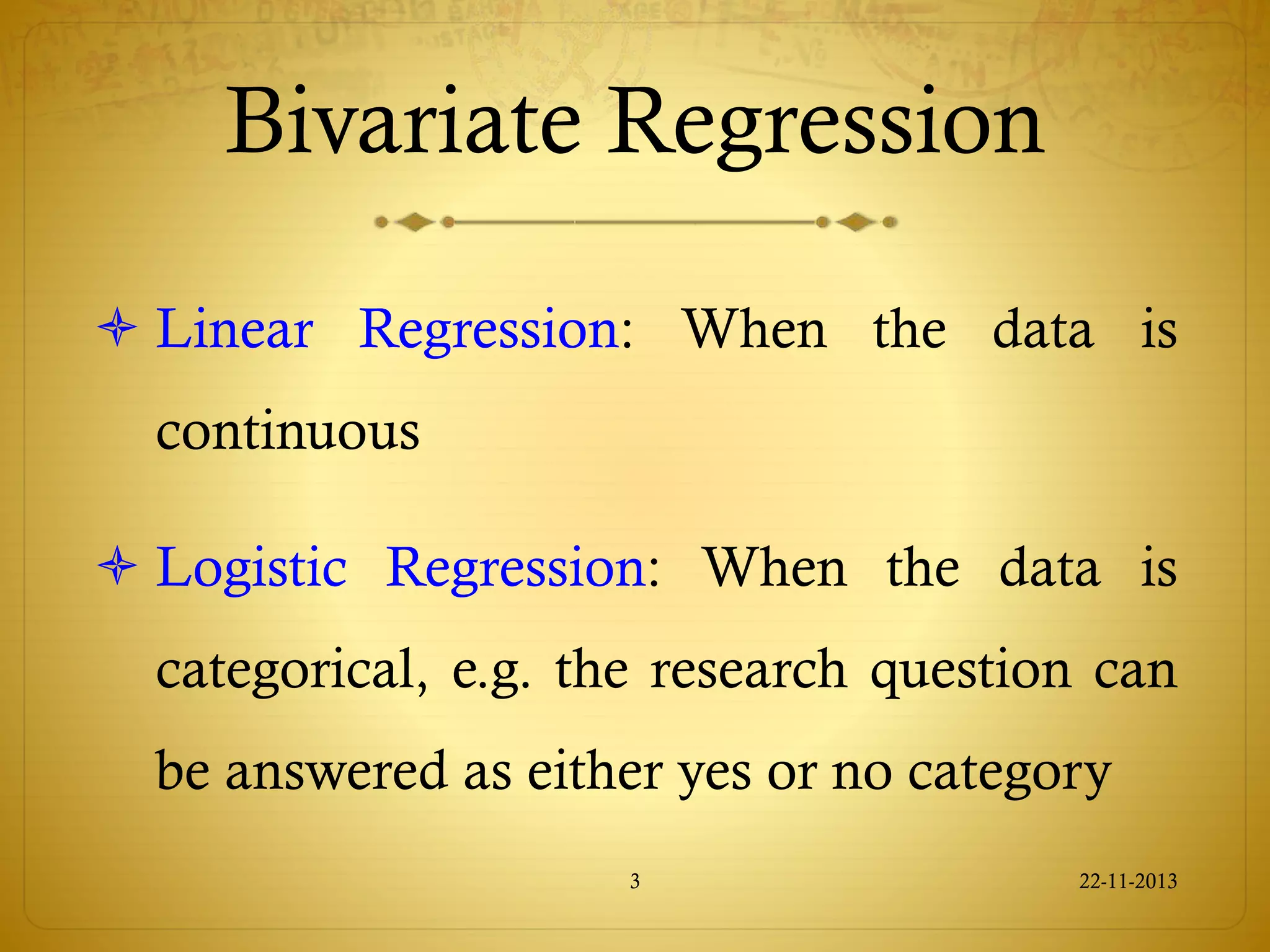 Bivariate linear regression | PPTX