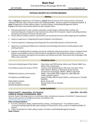 Bivin paul resume physical security and elv system engineer _ may 3rd ...