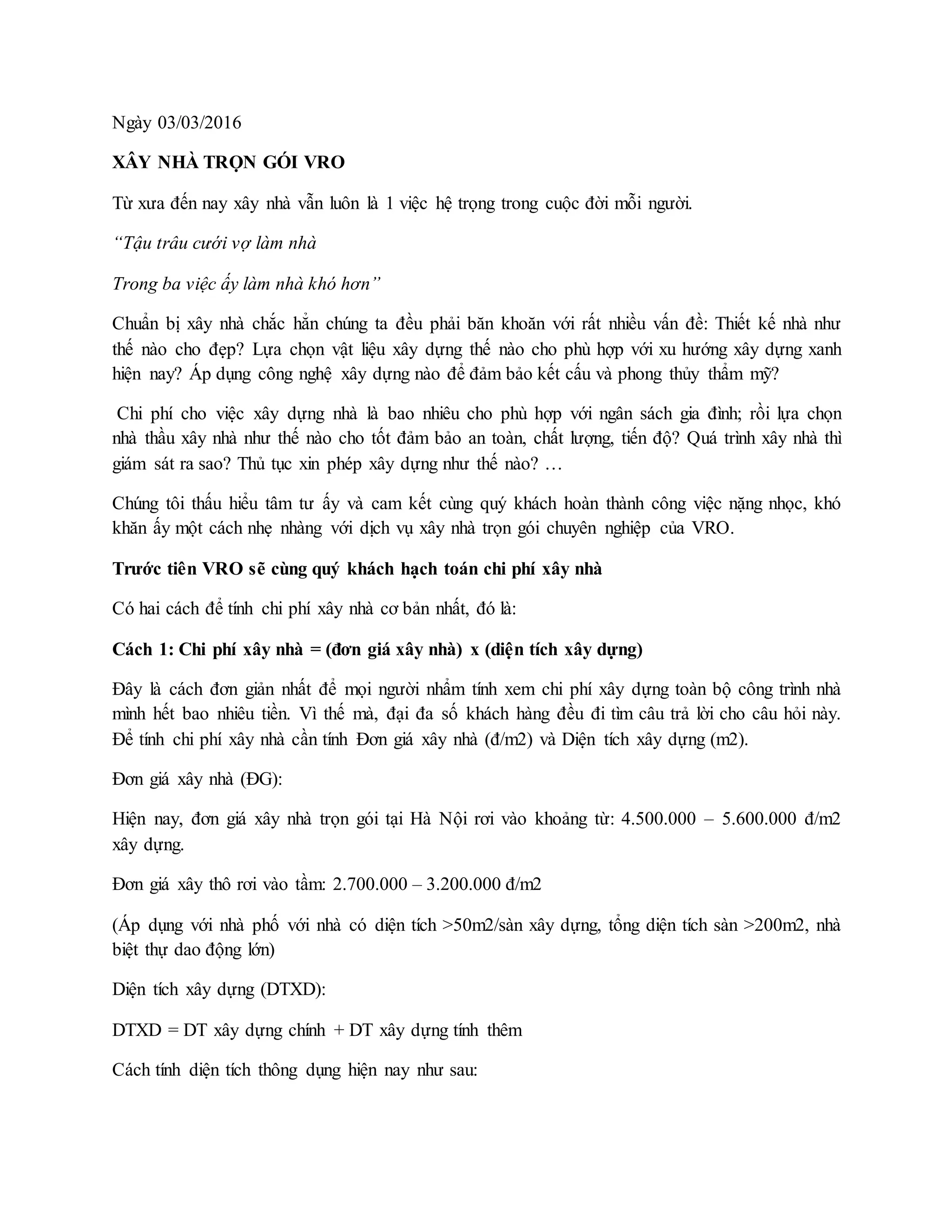 Xay nha tron goi VRO | PDF