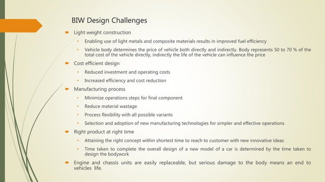 Biw | PPTX | Auto Body Styles | Automotive