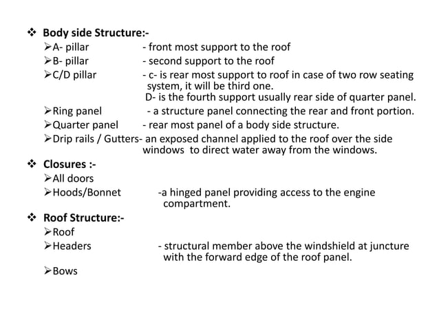 Biw with definitions | PPTX | Auto Safety | Automotive