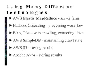 Public Terabyte Dataset Project: Web crawling with Amazon Elastic MapReduce | PPT