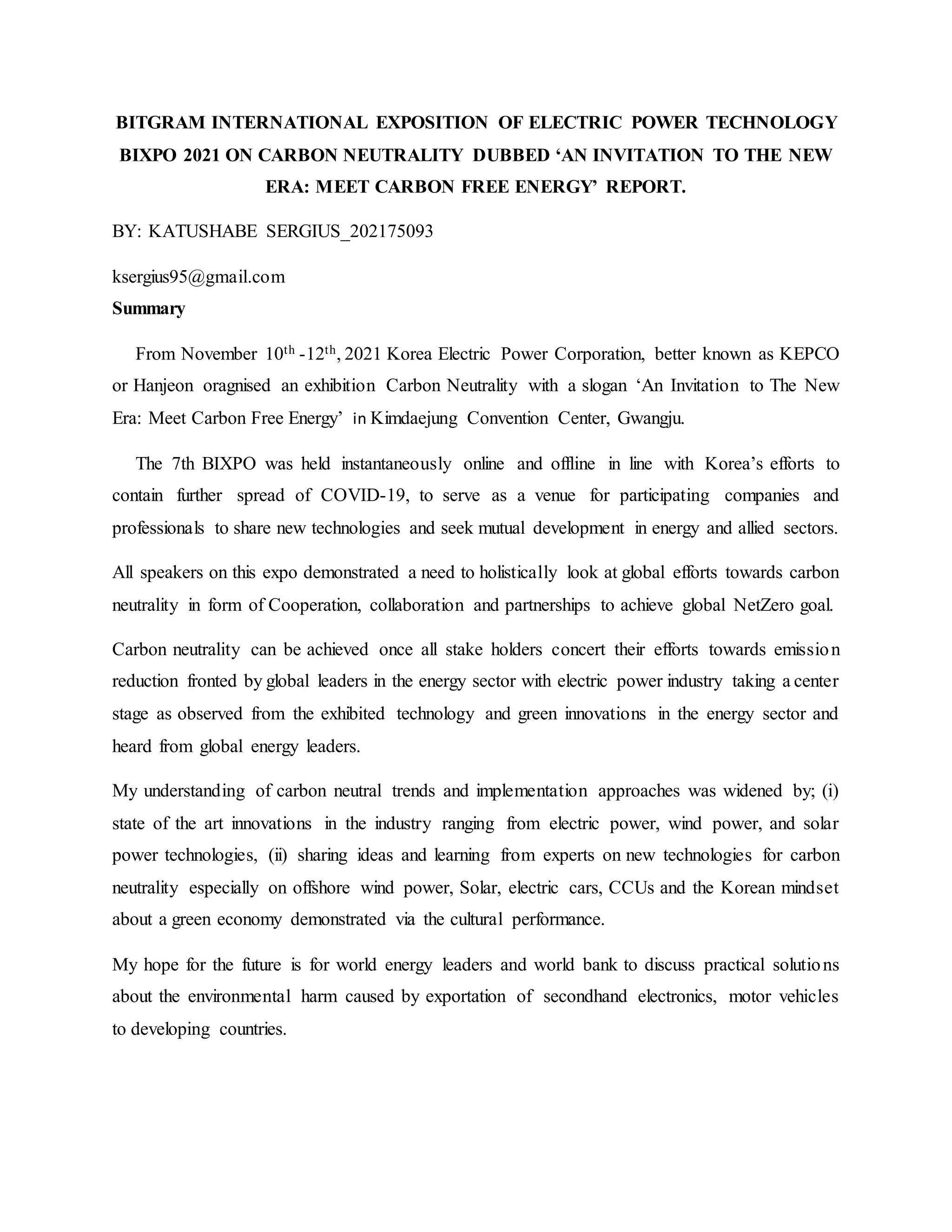 Bixpo2021 report katushabe sergius | PDF