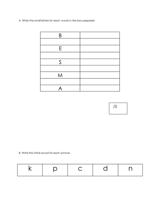 English Test Year 1 | DOCX