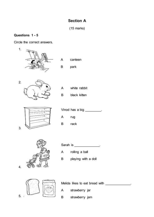 YEAR 1 ENGLISH TEST 2017 | DOCX