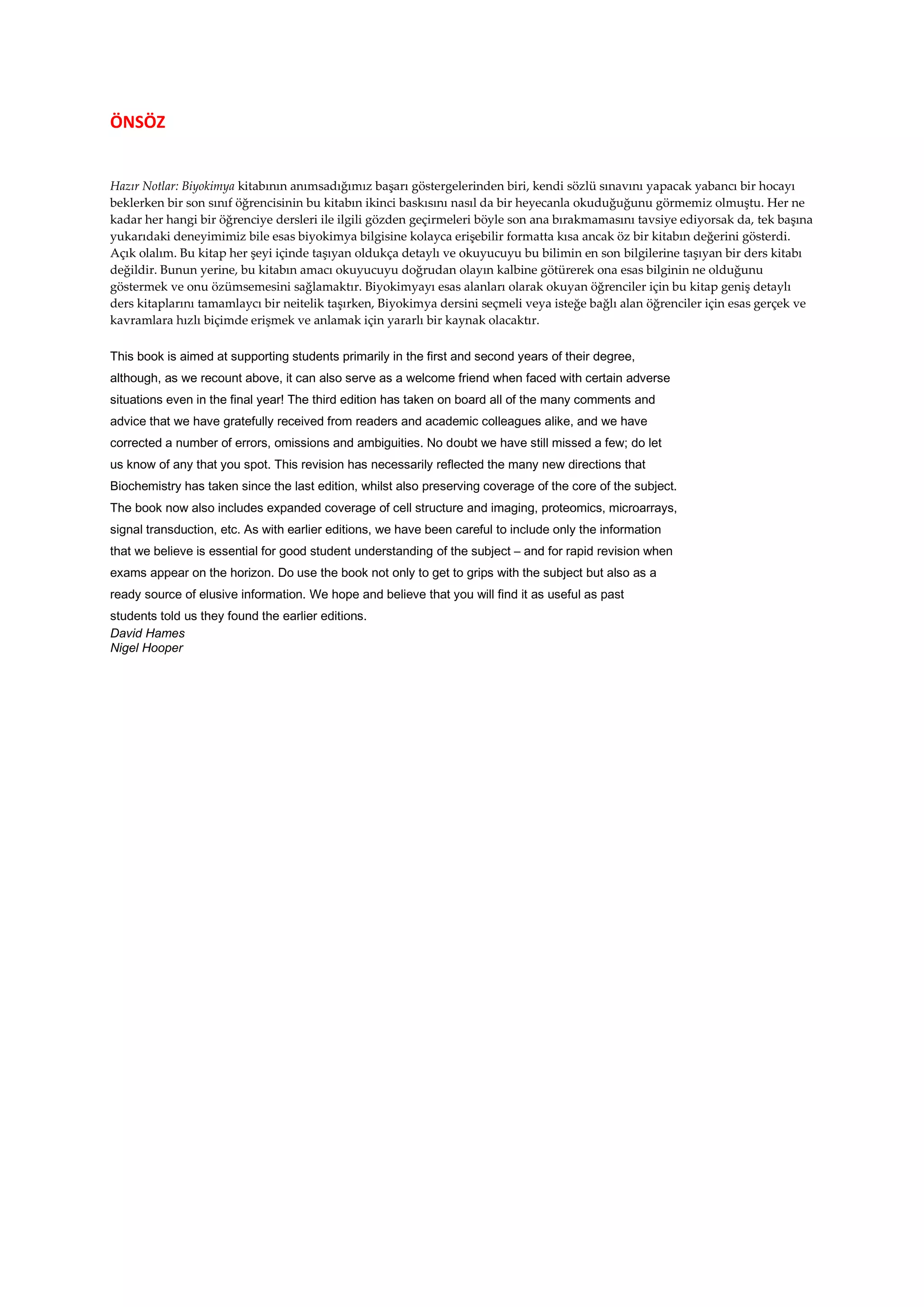 Biyokimya (hazir notlar) | PDF