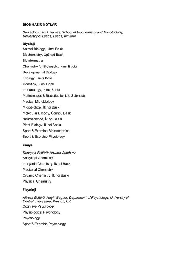 Biyokimya (hazir notlar) | PDF