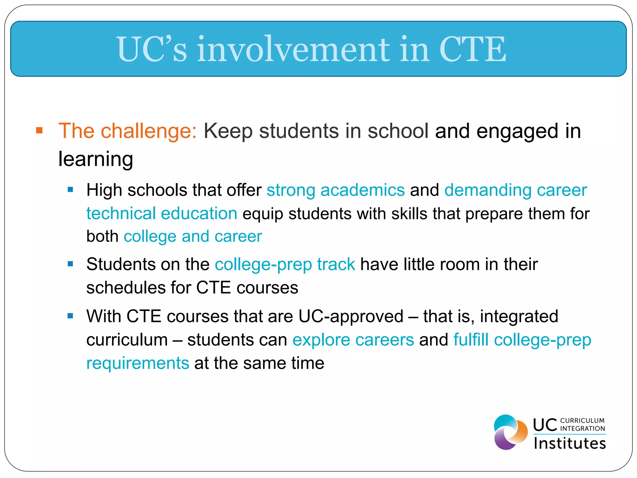 Integrating Academics and CTE for College-Prep | PPT