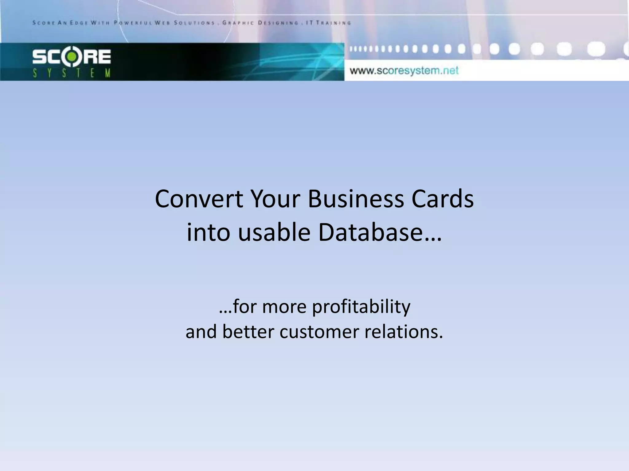 How to make your Business Cards into Profitable Database | PPT