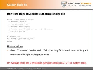 10 GOLDEN RULES FOR CODING AUTHORIZATION CHECKS IN ABAP | PPTX