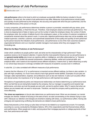 Importance of job performance | PDF