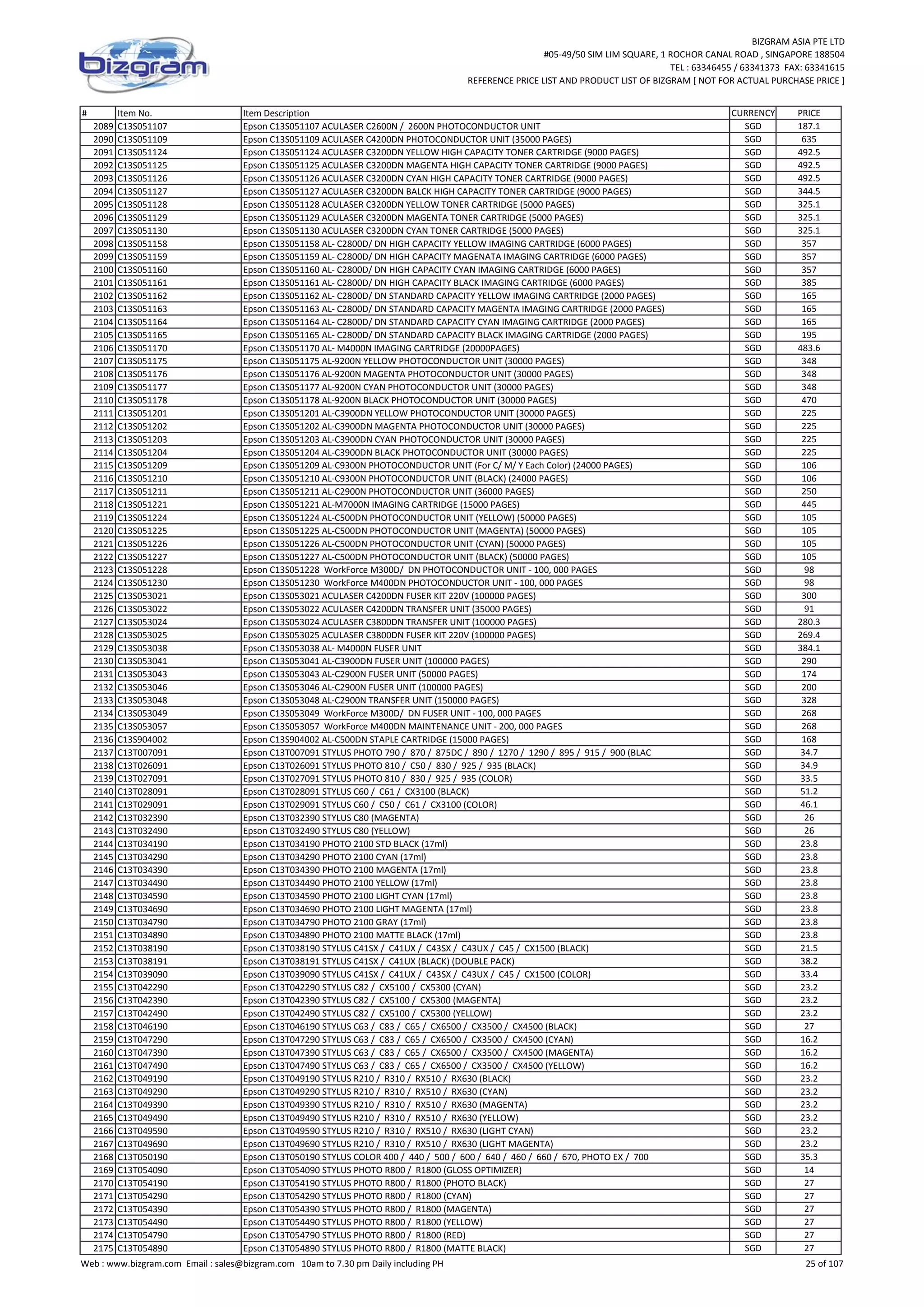 Bizgram complete product listing | PDF