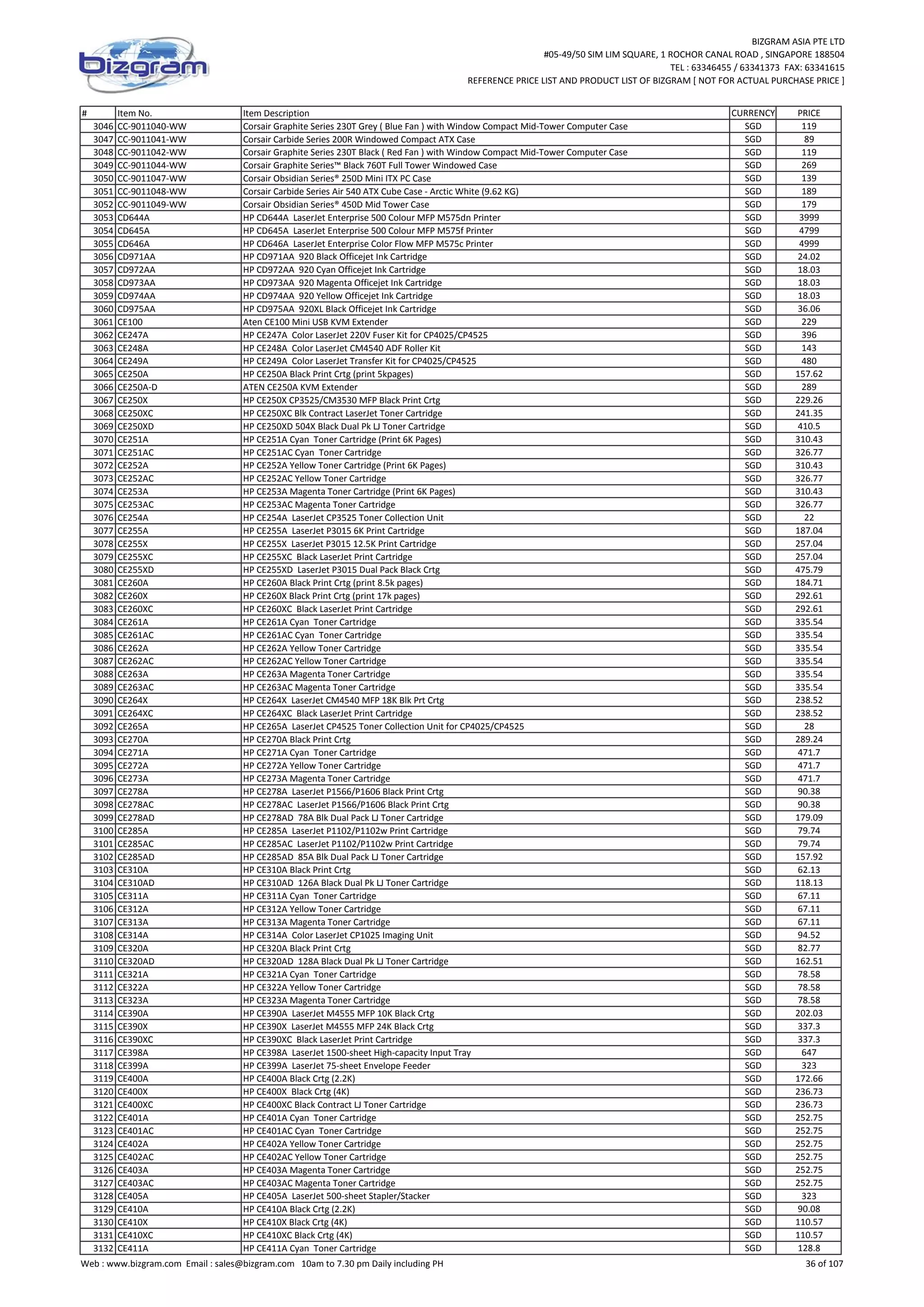 Bizgram complete product listing | PDF