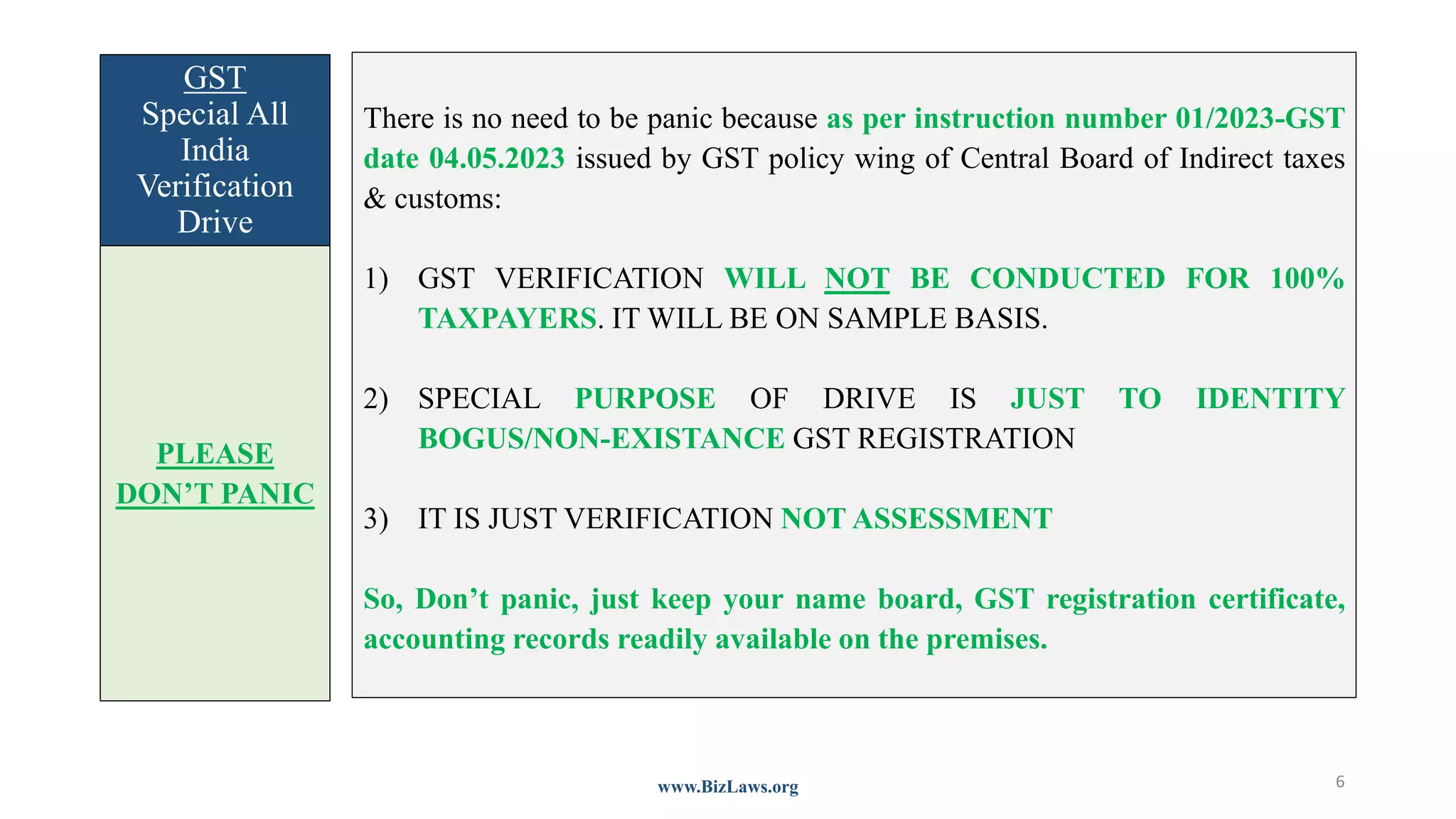 GST Special Verification Drive | PPTX
