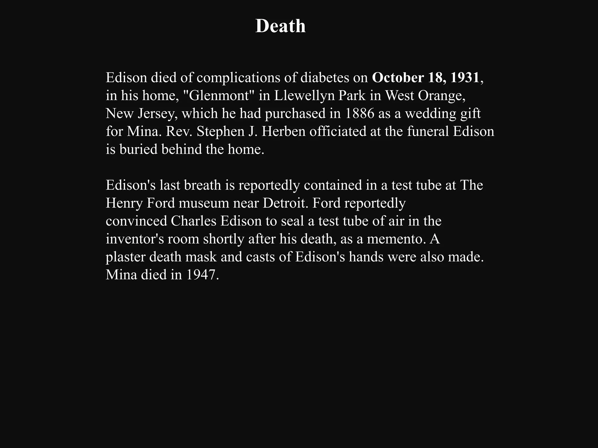 Thomas Alva Edison Short Biography | PPTX