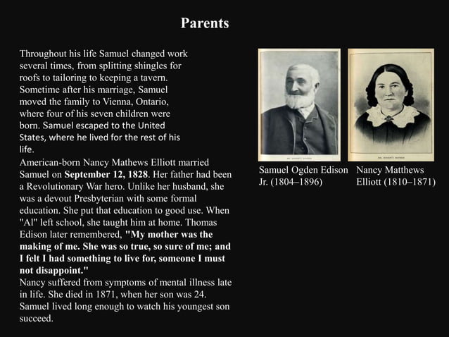 Thomas Alva Edison Short Biography | PPTX | Celebrity Families | Pop ...