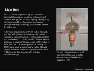 Thomas Alva Edison Short Biography | PPTX