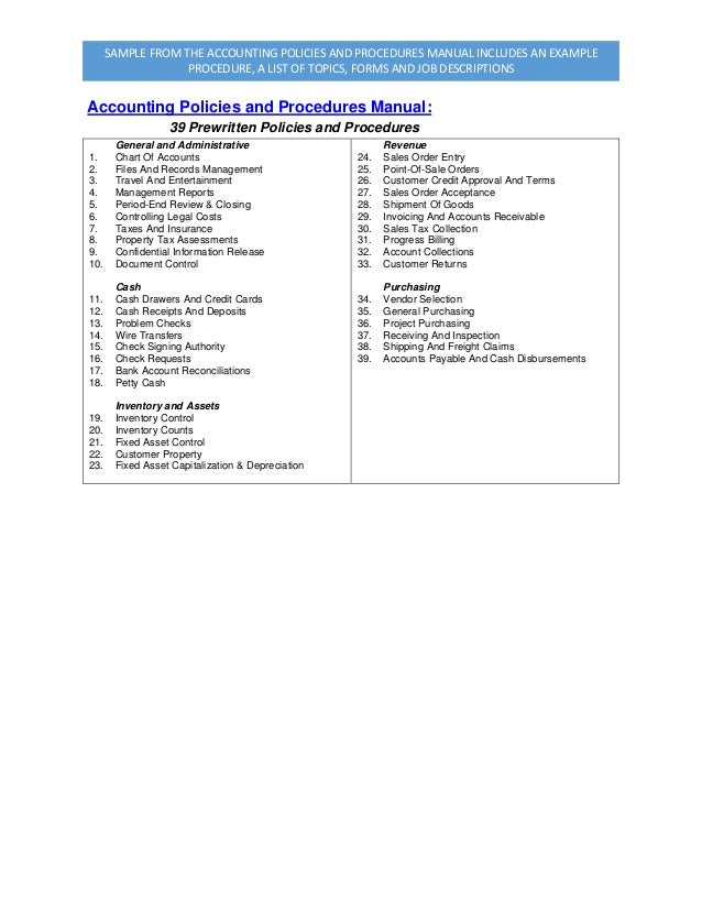 Bizmanualz Accounting Policies and Procedures Sample | PDF