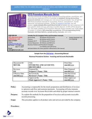 CFO Policies and Procedures | PDF