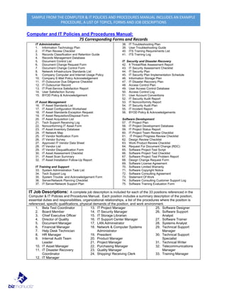 Bizmanualz Computer IT Policies and Procedures Manual TOC | PDF