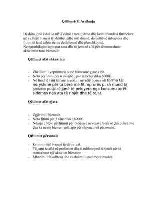 Biznes plani-bazat-e-biznesit 3 | PDF