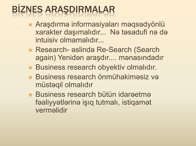 Biznes tədqiqatları | PPT