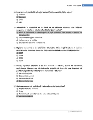 BIZNESI ELEKTRONIK - Dr. Mihane Berisha (Pyetje dhe përgjigje) | PDF