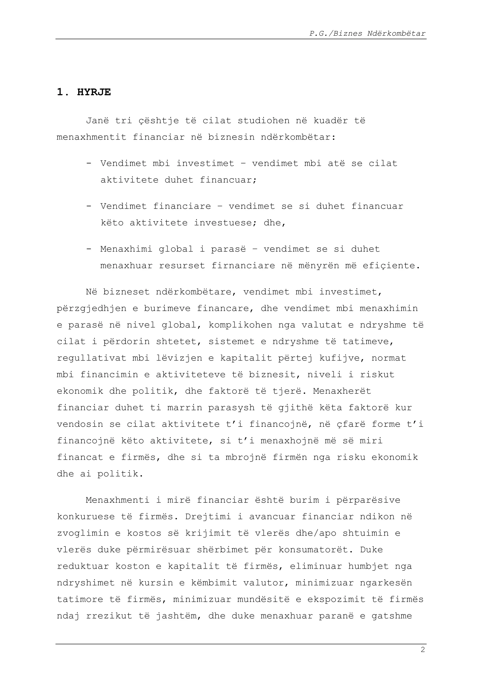 Menaxhmenti Financiar ne Biznesin Nderkombetar | PDF