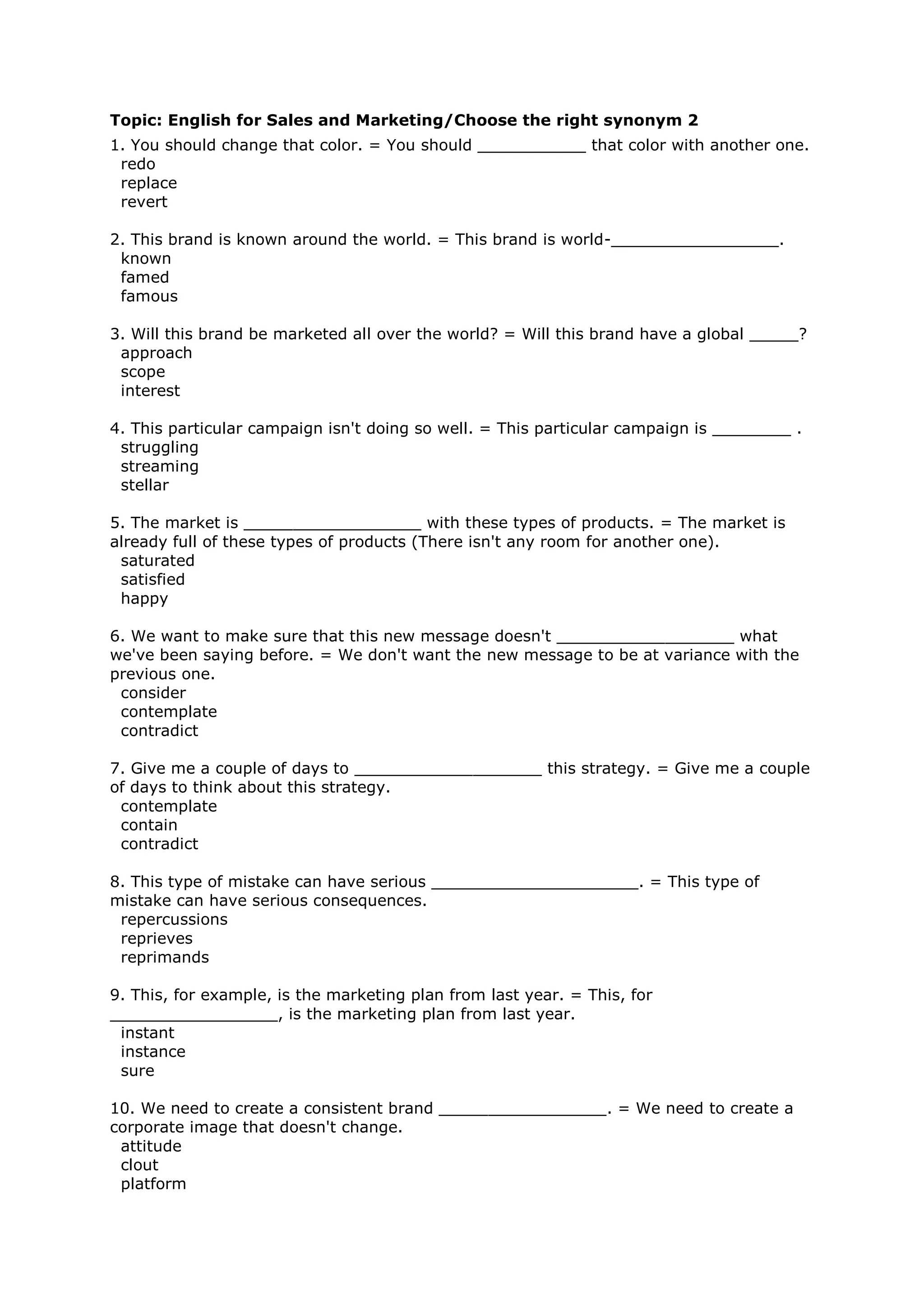 biznes part 1.docx buisness test examples | PDF