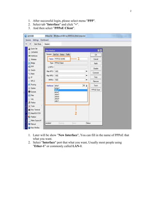 Biznet guideline configuration mikrotik router | PDF