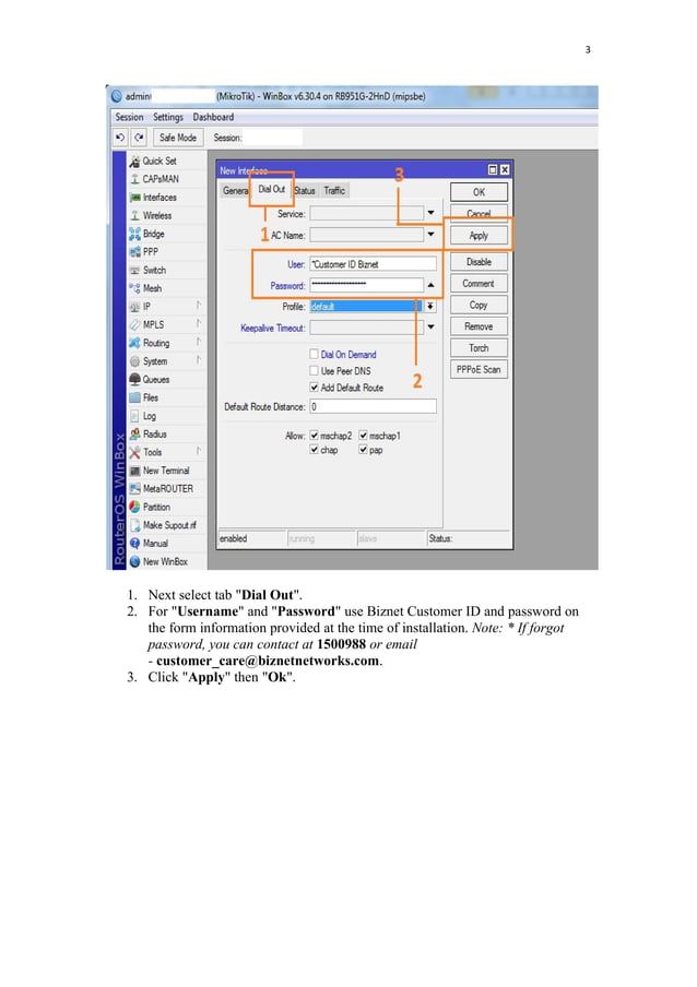 Biznet guideline configuration mikrotik router | PDF