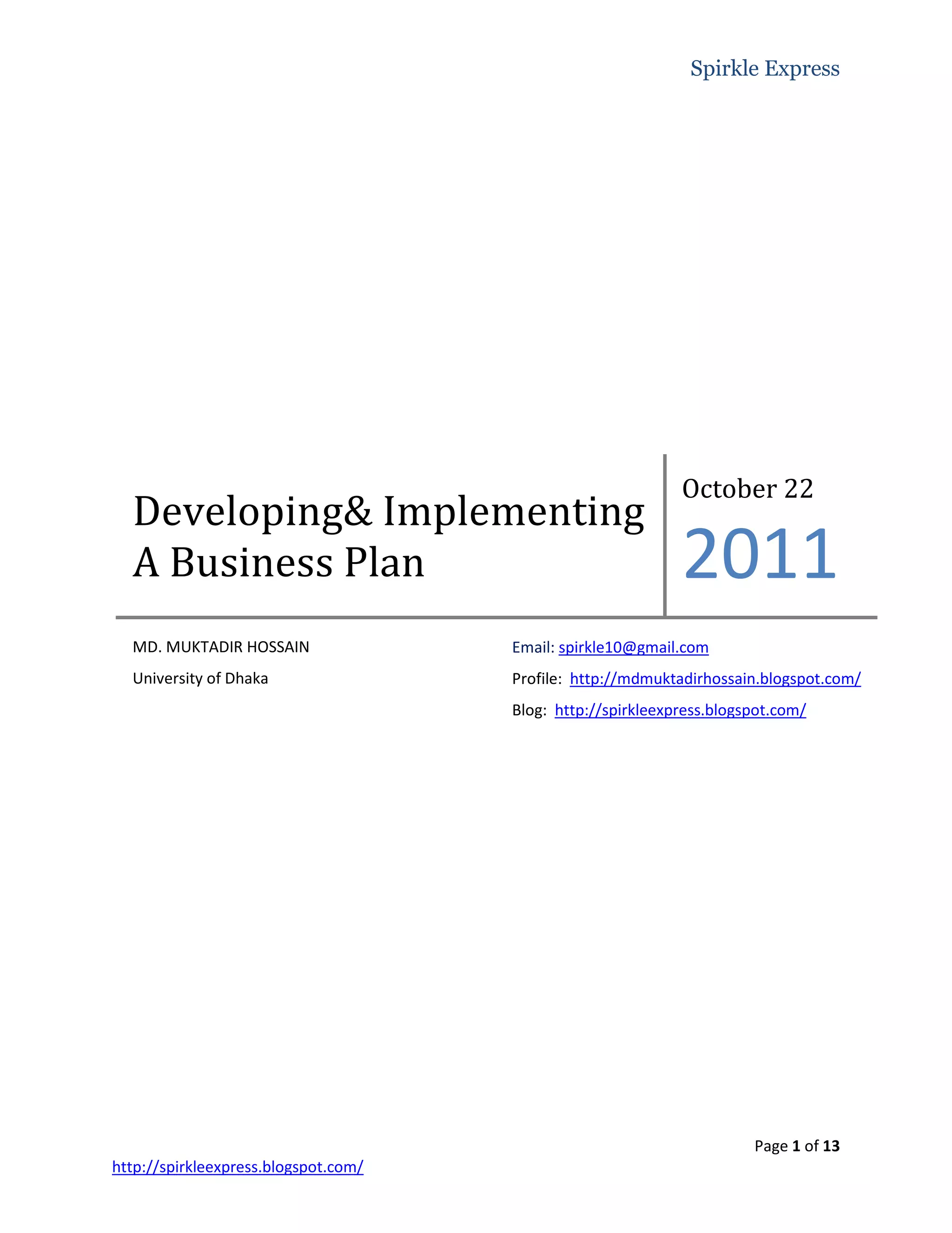 Developing& Implementing A Marketing Consultancy Business Plan by MMH | PDF