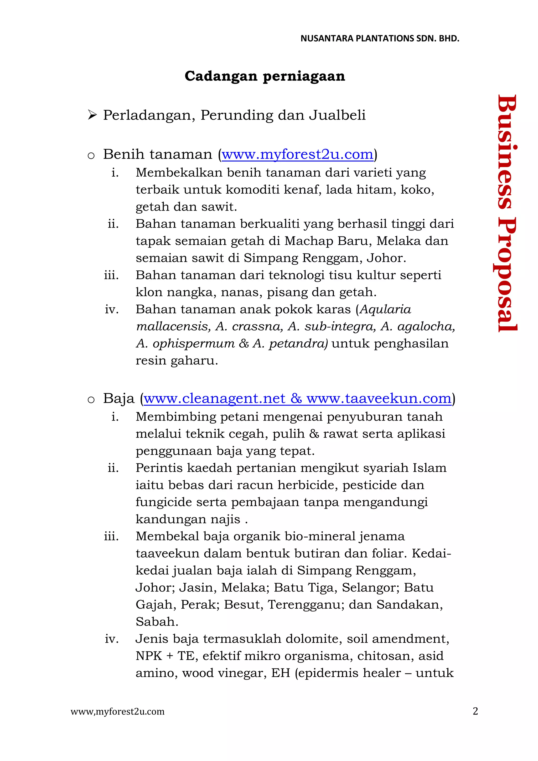 Biz proposal baja sawit getah nusantara plantations sdn bhd | PDF