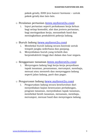 Biz proposal baja sawit getah nusantara plantations sdn bhd | PDF