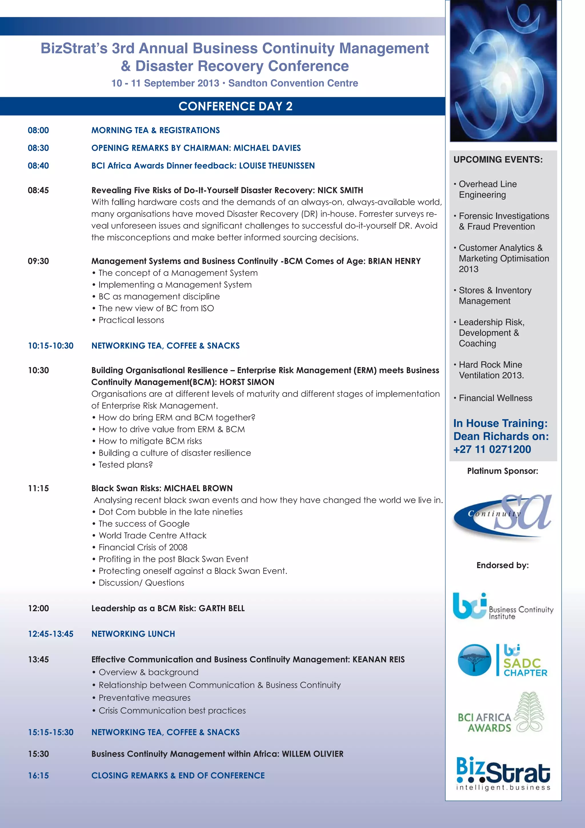 BizStrat Business Continuity Management & Disaster Reovery Conference ...