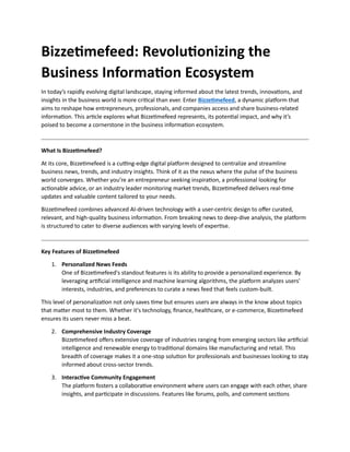 Bizzetimefeed: Revolutionizing the Business Information Ecosystem | PDF