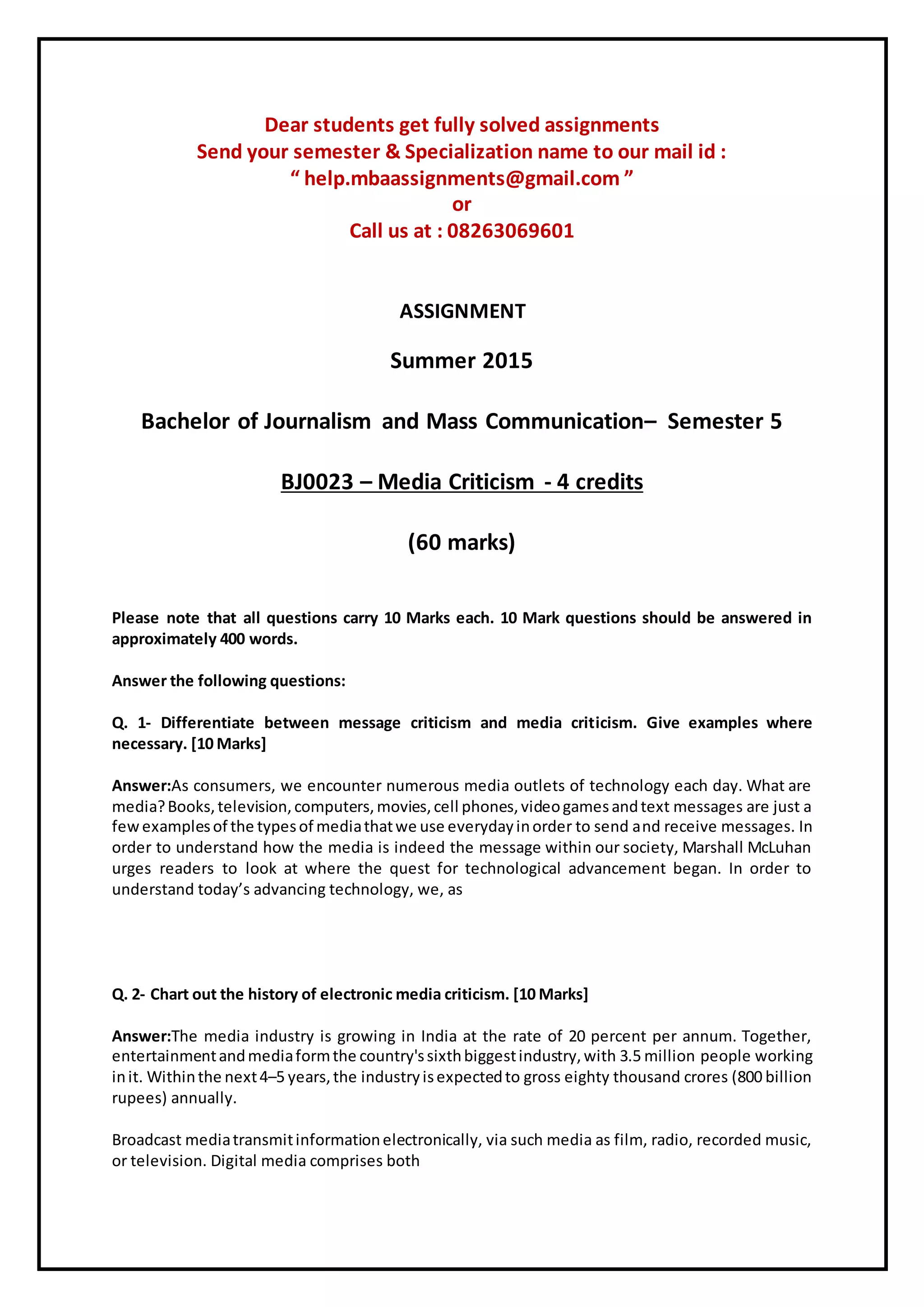 Bj0023 media criticism | DOCX