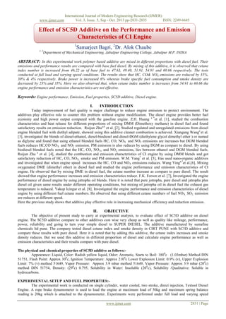 Effect of SC5D Additive on the Performance and Emission Characteristics of CI Engine | PDF
