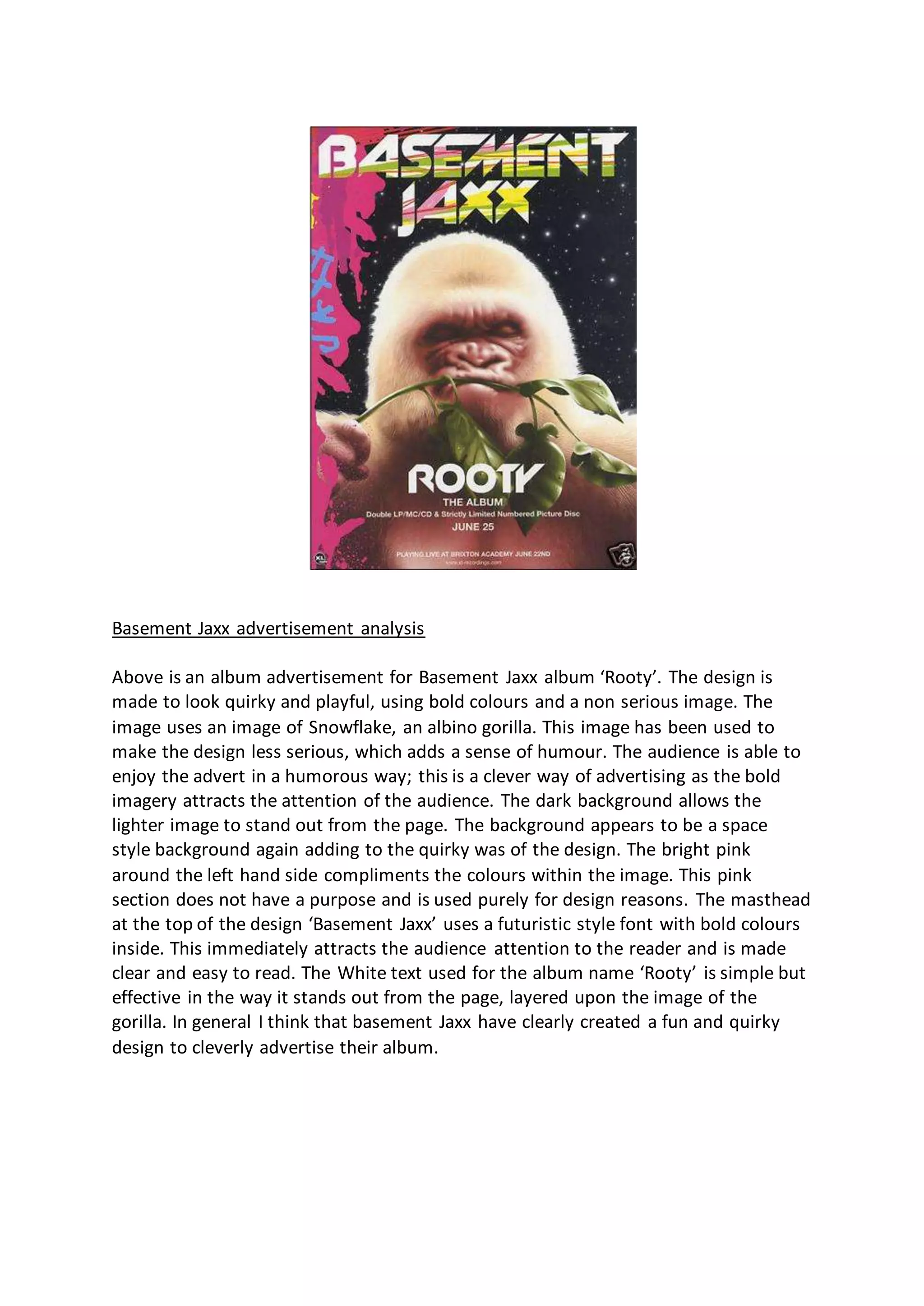 Basement Jaxx analysis | DOCX