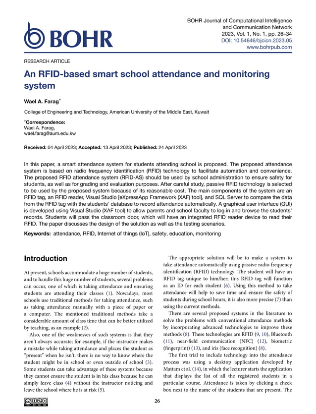 An RFID-based smart school attendance and monitoring system | PDF